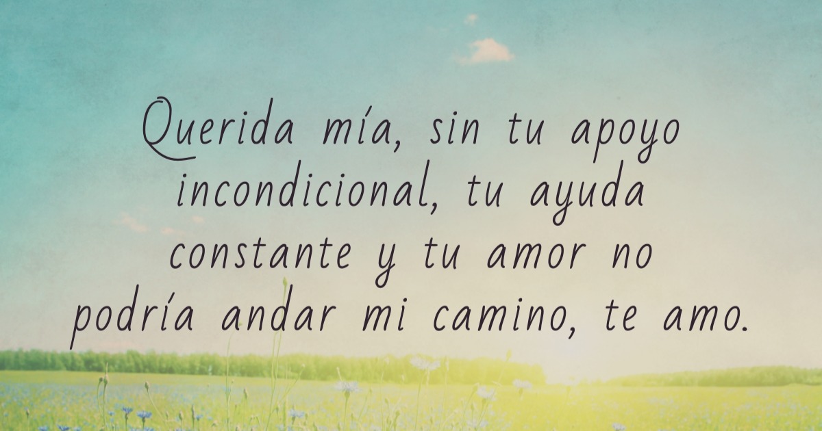 Querida mía, sin tu apoyo incondicional... - Frases con Emoción